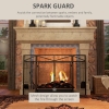 HOMCOM 3 Panel Folding Fire Guard Screen with Fireplace Tool Sets and ...
