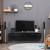 HOMCOM Floating TV Stand Wall Mounted with Media Console, Grey and ...