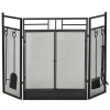 HOMCOM 3 Panel Folding Fire Guard, Steel Fireplace Screen with Double ...