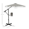 Outsunny 3(m) Convertible Cantilever Parasol and Centre-post Garden ...