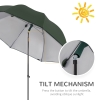 Outsunny 2m Beach Parasol Fishing Umbrella Brolly with Sides and Push ...