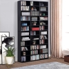 HOMCOM Adjustable Media Storage Wooden Shelves Bookcase Display Unit ...