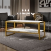 HOMCOM Two-Tier Coffee Table, Modern Marble Effect Center Table with ...