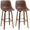 HOMCOM Bar Stools Set of 2, Breakfast Bar Chairs, PU Leather ...