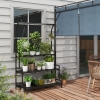 Outsunny 3 Tiered Plant Rack with Hanging Hooks, Tall Plant Stand for ...