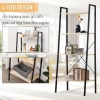 HOMCOM 4-Tier Vintage Ladder Shelf Bookcase Wood Storage Rack Stand ...