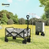 Outsunny Folding Pull Along Cart Cargo Wagon Trolley with Telescopic ...